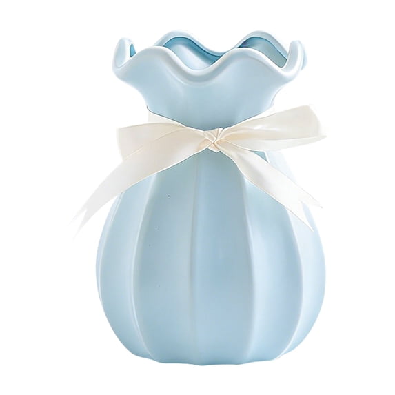 Ceramic Flower Vase, Lucky Bag Shape Vase, 5.9x3.9x3.35 Inch Ribbed ...