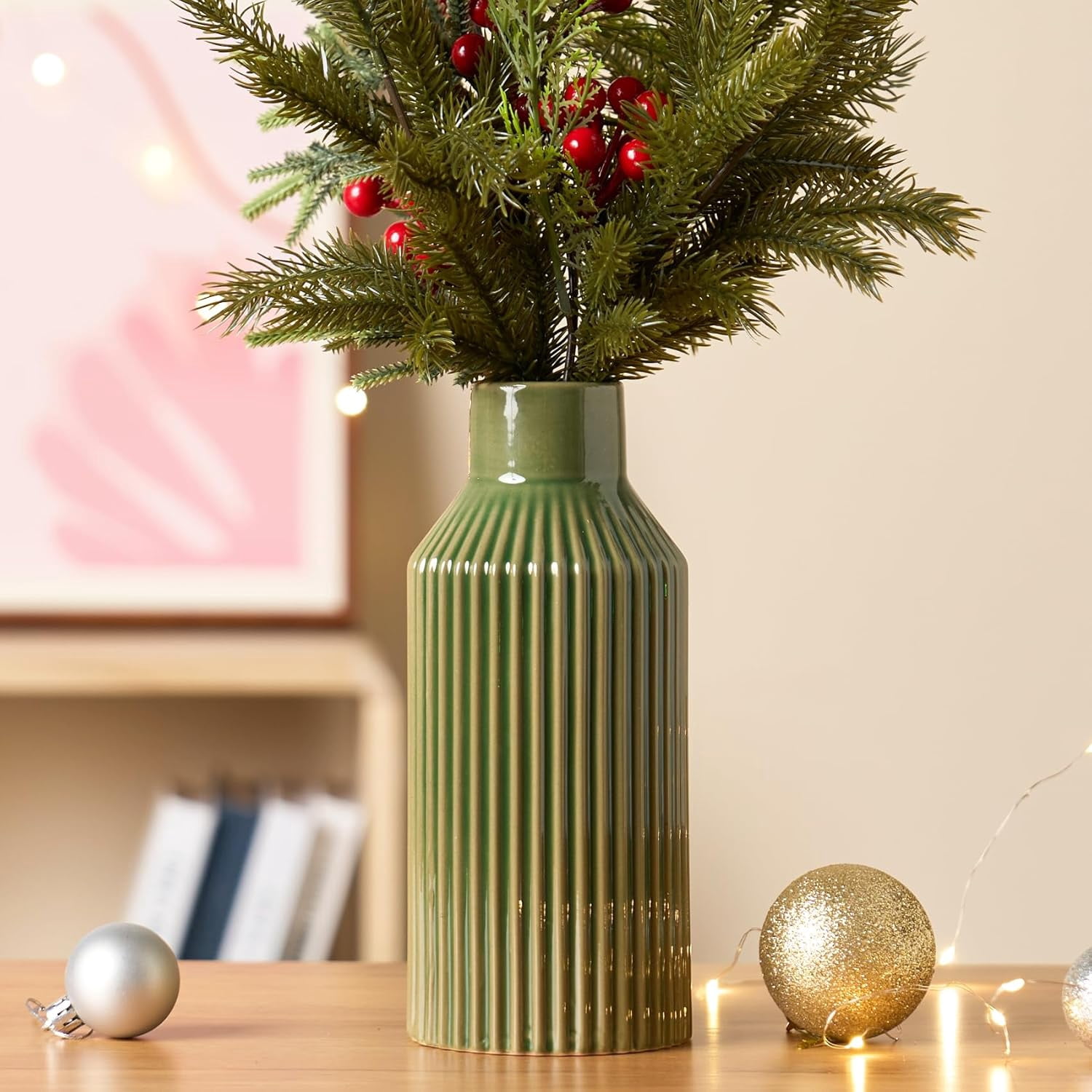 Ceramic Flower Vase, Minimalist Decoration, 8 Inch Small Pampas Grass ...