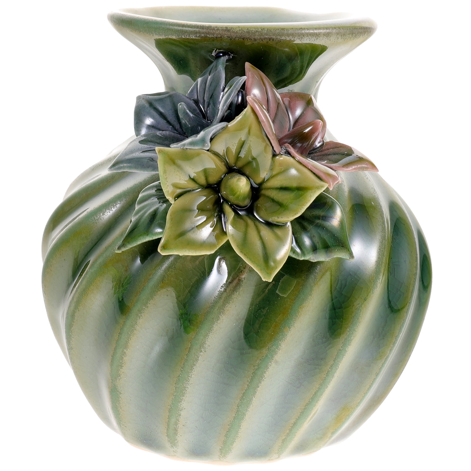 Ceramic Flower Vase Modern Decorative Vases with Exquisite 3D Flowers ...