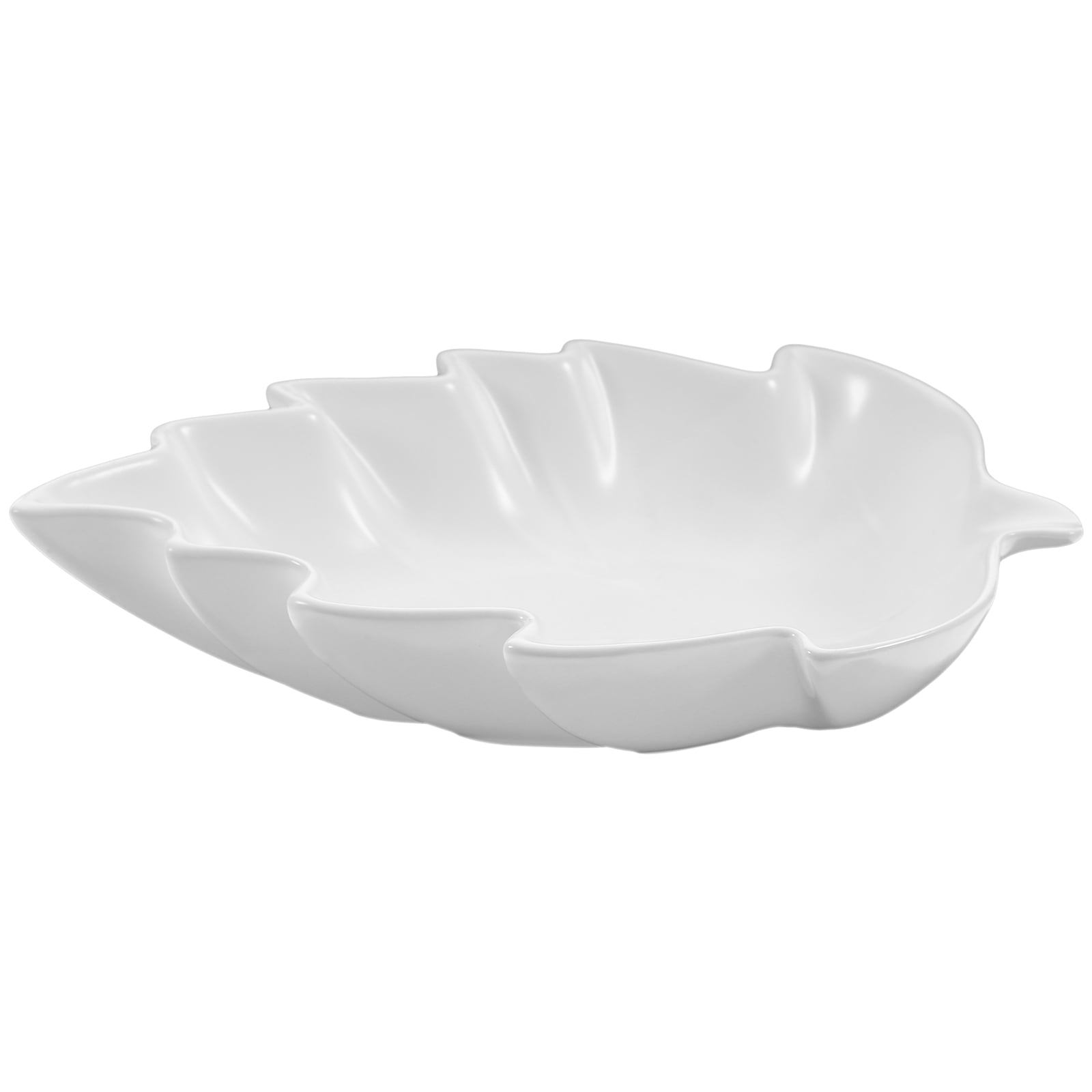 Creative White Lotus Leaf Shape Ceramic Salad Bowl Irregular Fruit Tray ...