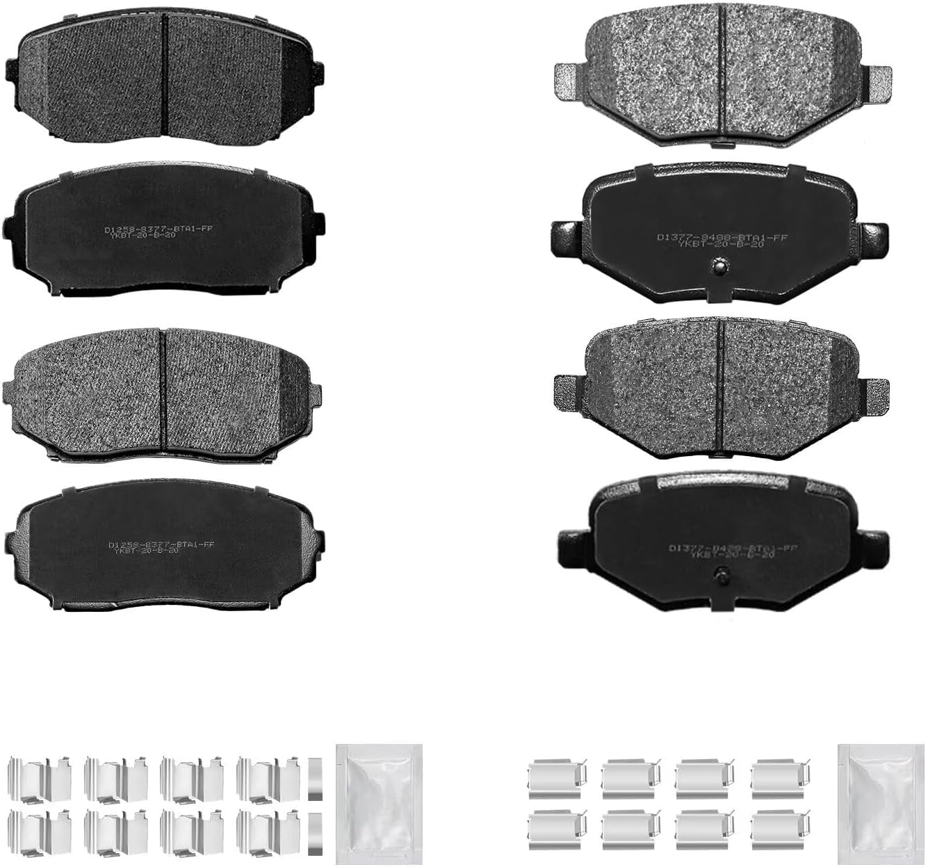 Ceramic Front and Rear Disc Brake Pads Kit with Hardware fit for Ford ...