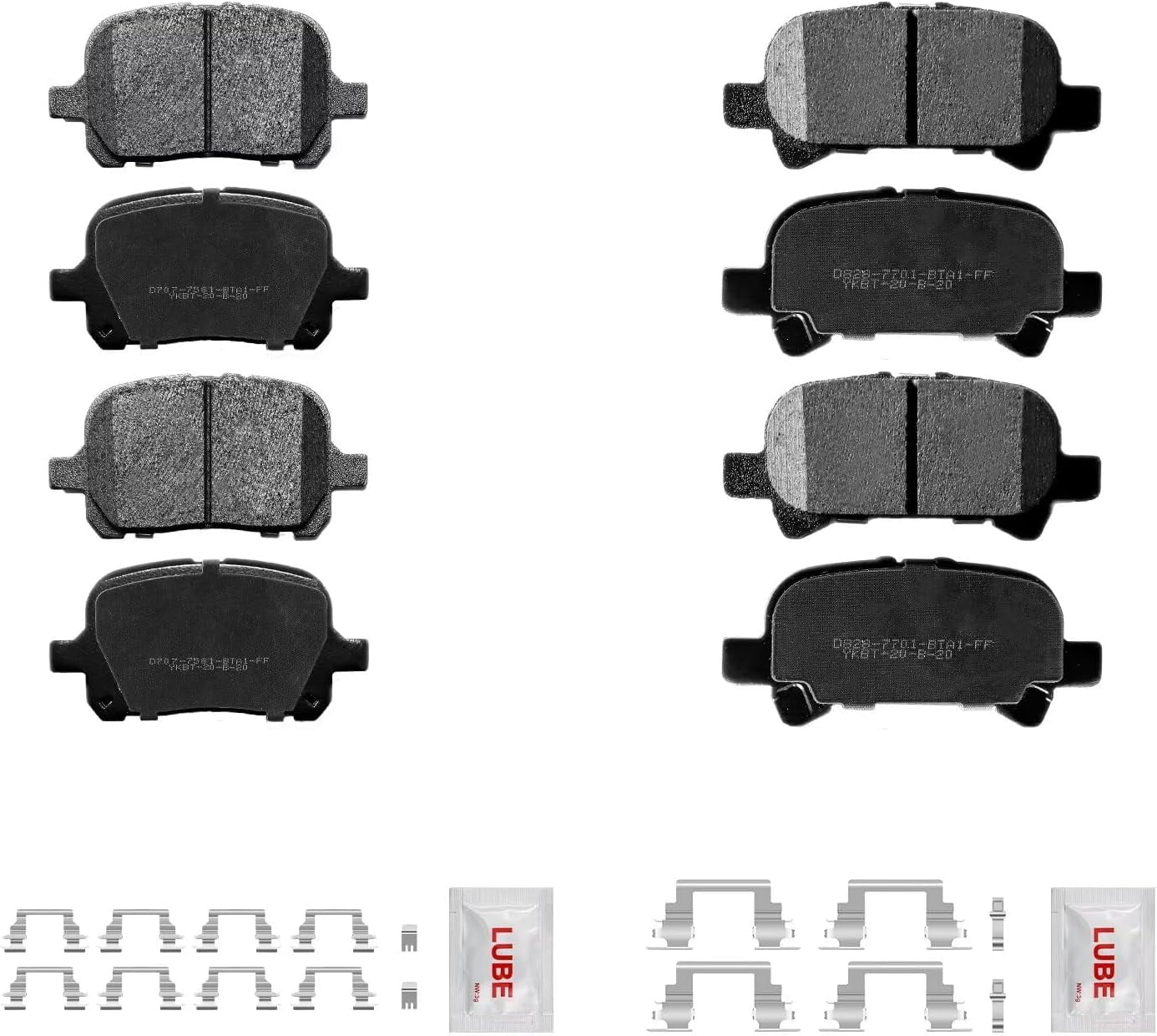 Ceramic Front and Rear Disc Brake Pads Kit with Hardware fit for Toyota ...