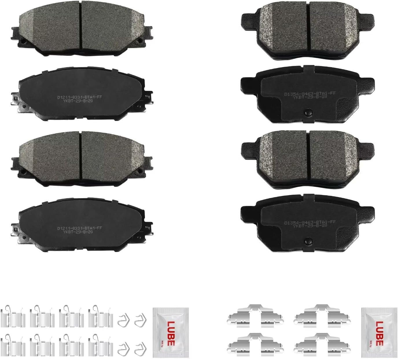 Ceramic Front and Rear Disc Brake Pads Kit with Hardware fit for Toyota ...