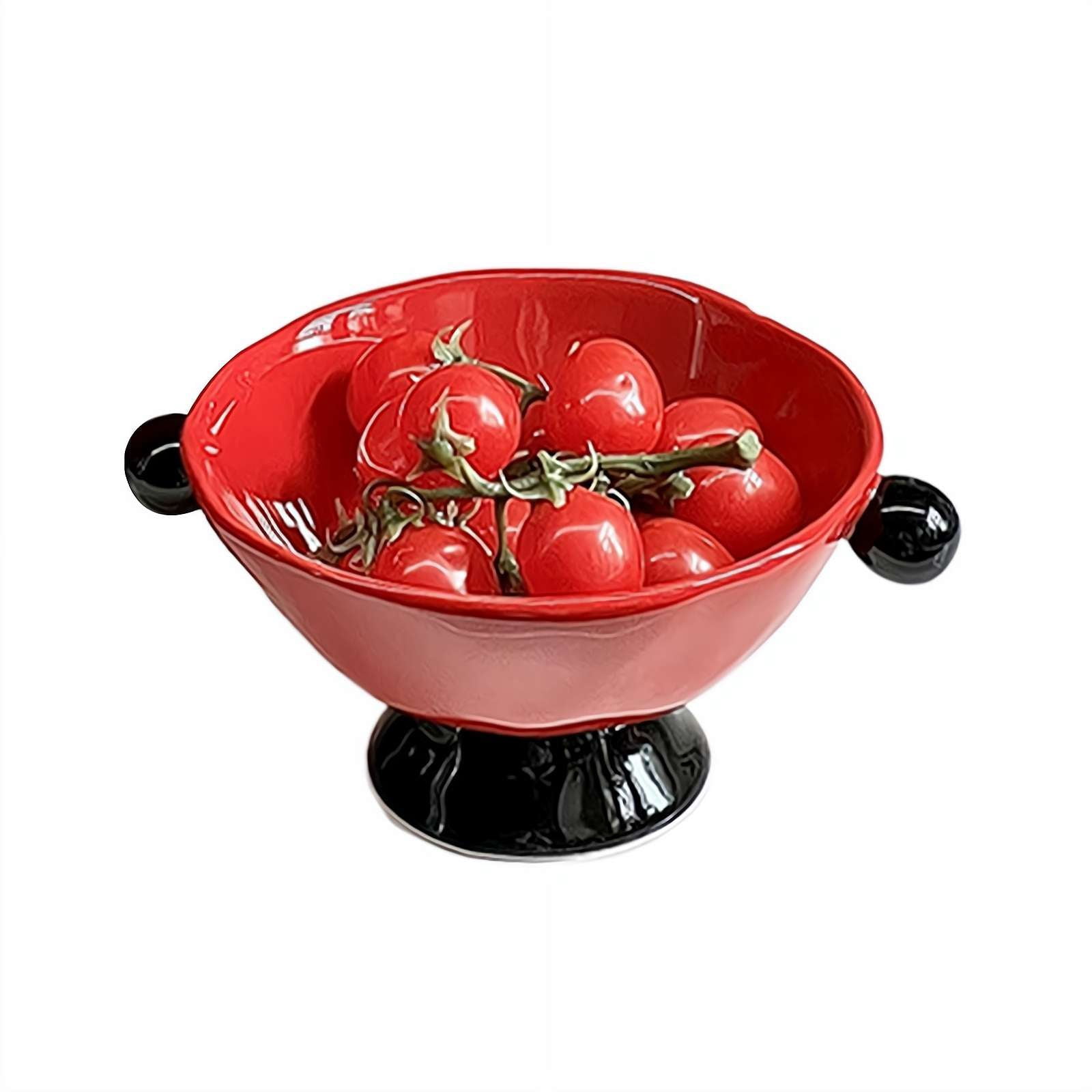Ceramic Fruit Bowl with Pedestal,7.5" /10'' Fruit Basket, Decorative ...