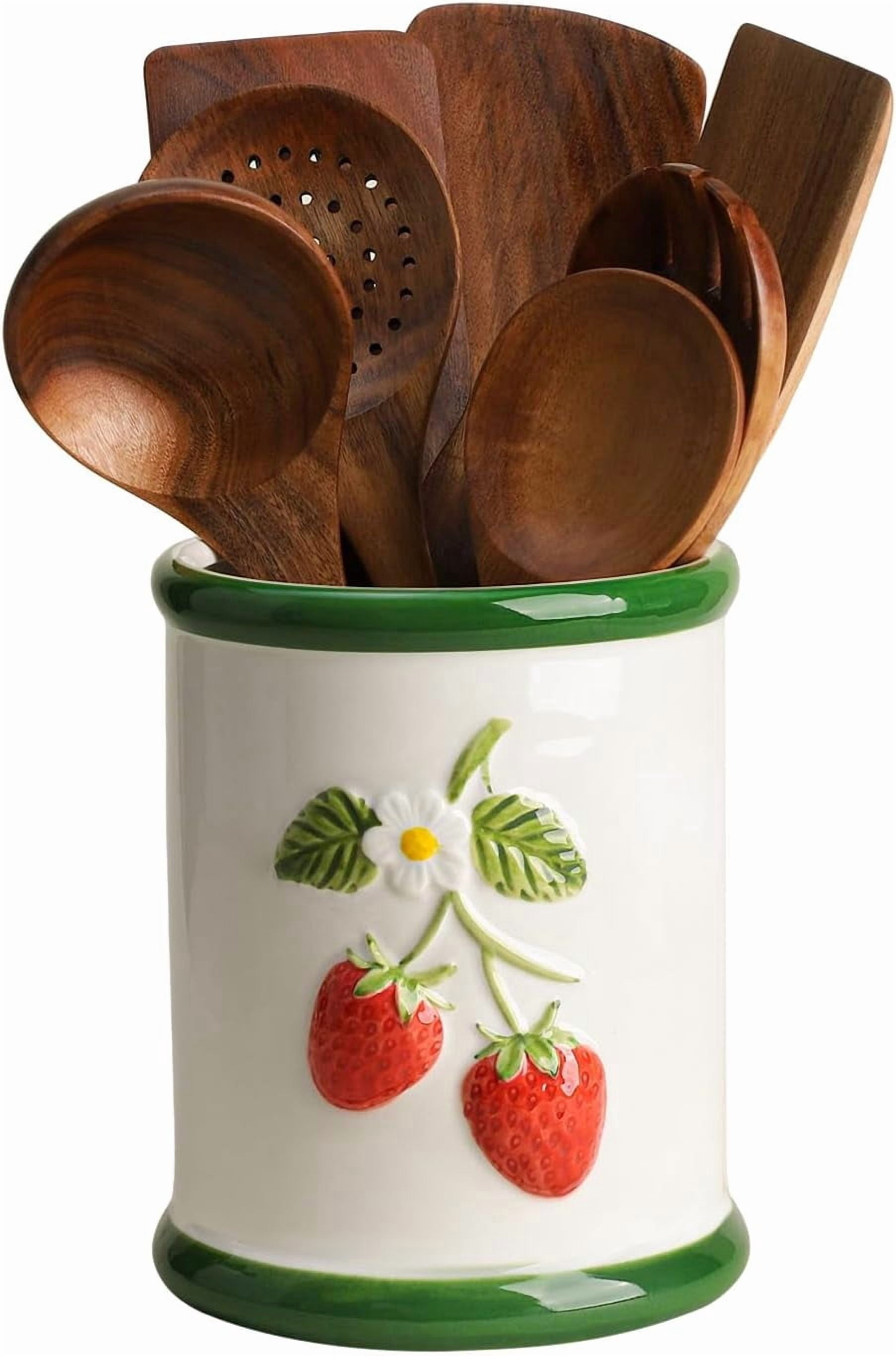 Ceramic Fruit Embossed Kitchen Utensil Holder For Countertop, Large ...