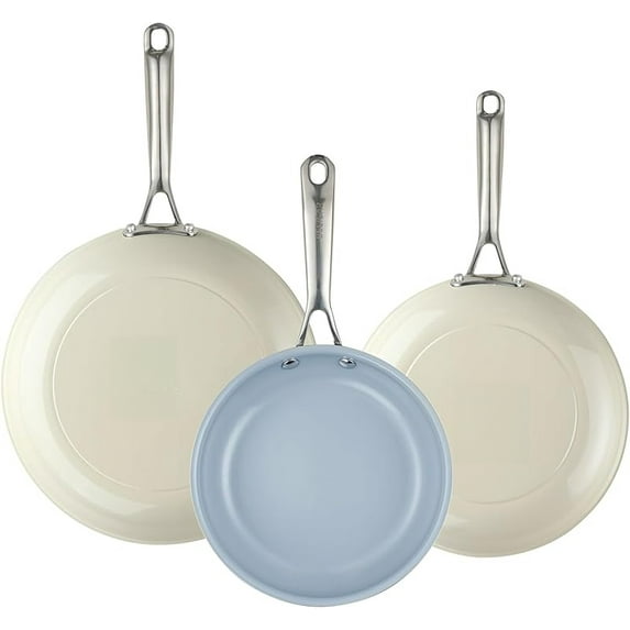 Ceramic Frying Pan Set with Stainless Steel Handle - Perfect Cookware ...