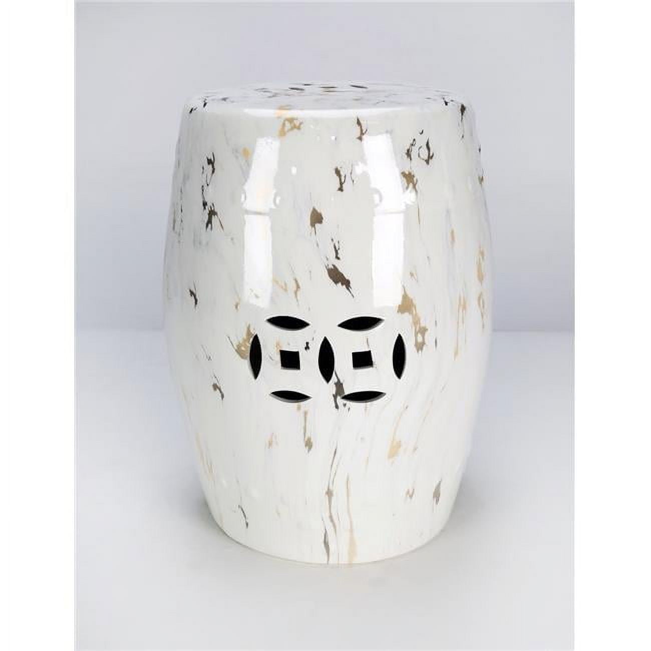 Ceramic Garden Stool, White with Gold Accents - Walmart.com