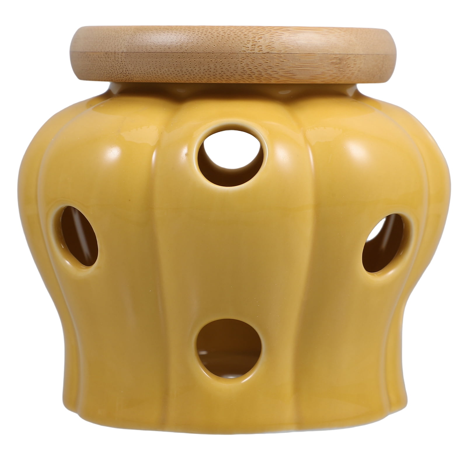 GOOHOCHY Ceramic Garlic Storage Jar with Lid 1 Set Breathable Container ...