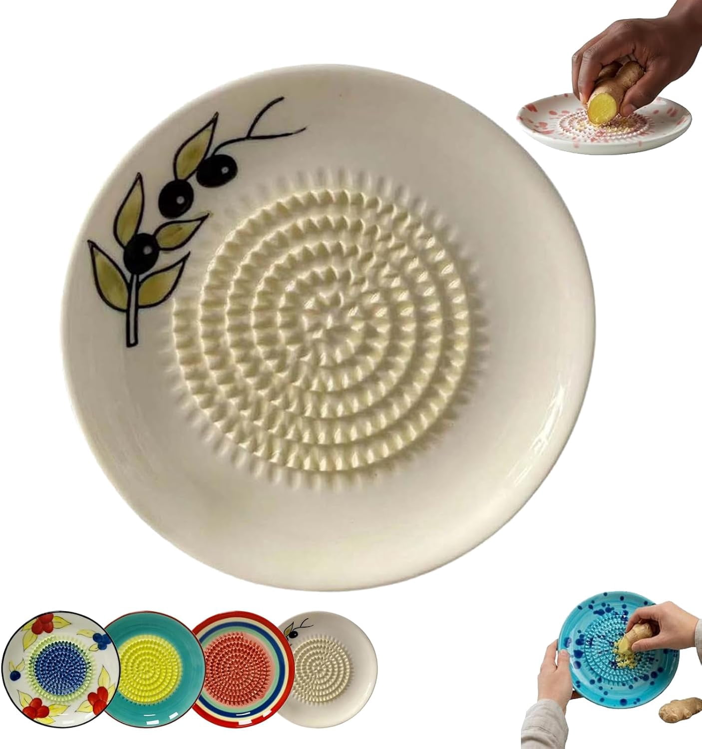 Ceramic Garlic Ginger Grater Plate Multipurpose for Fruits Vegetables ...