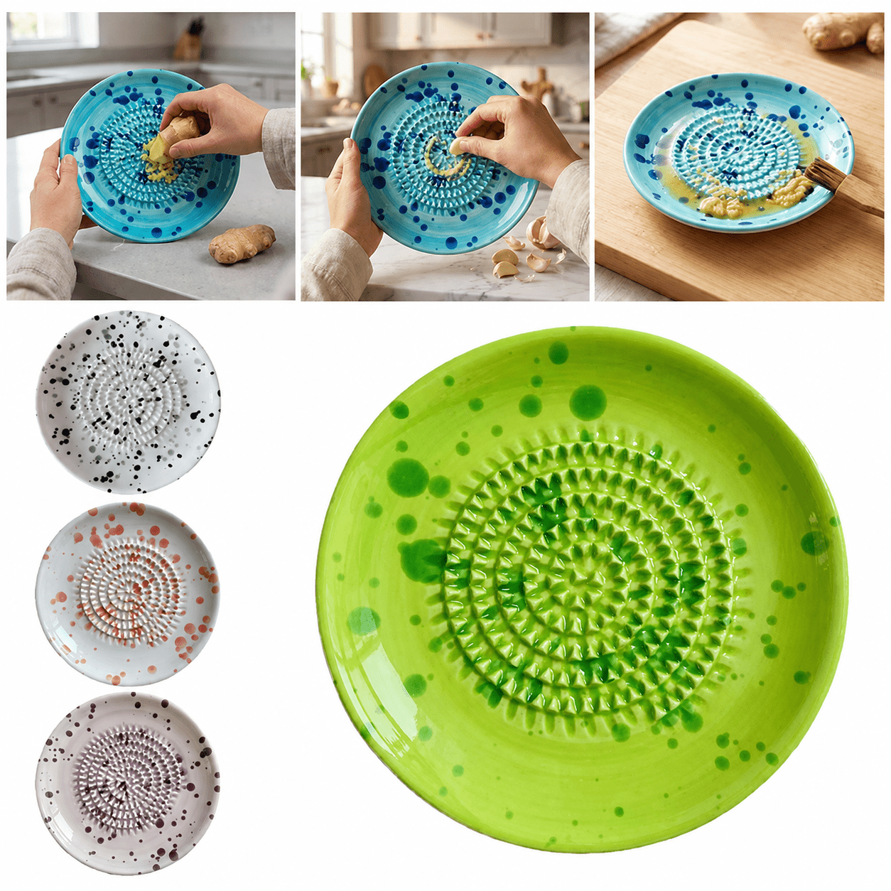 Ceramic Garlic Grater Plate, Ginger Grinding Dish and Cheese Grater ...