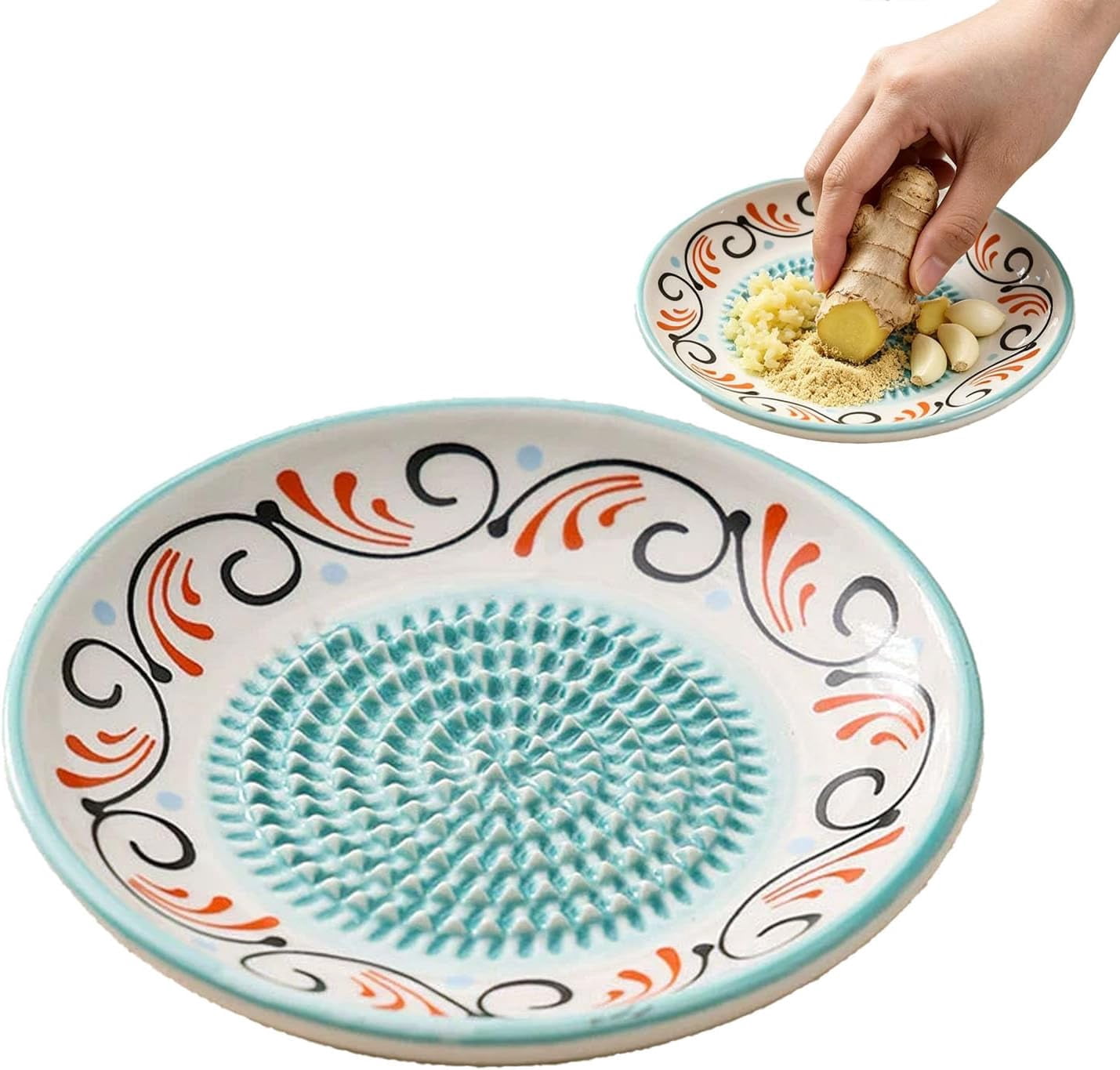 Ceramic Garlic Grater Plate, Sharp Ridged Dish for Ginger & Nutmeg ...
