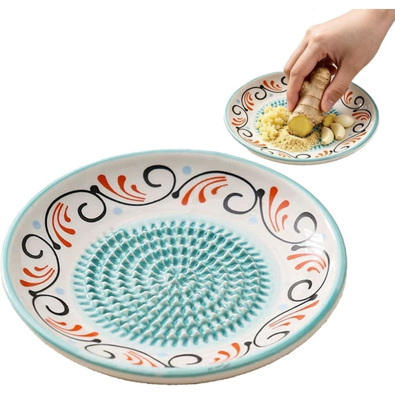 Ceramic Garlic Grater Plate, Sharp Ridged Dish for Ginger & Nutmeg ...