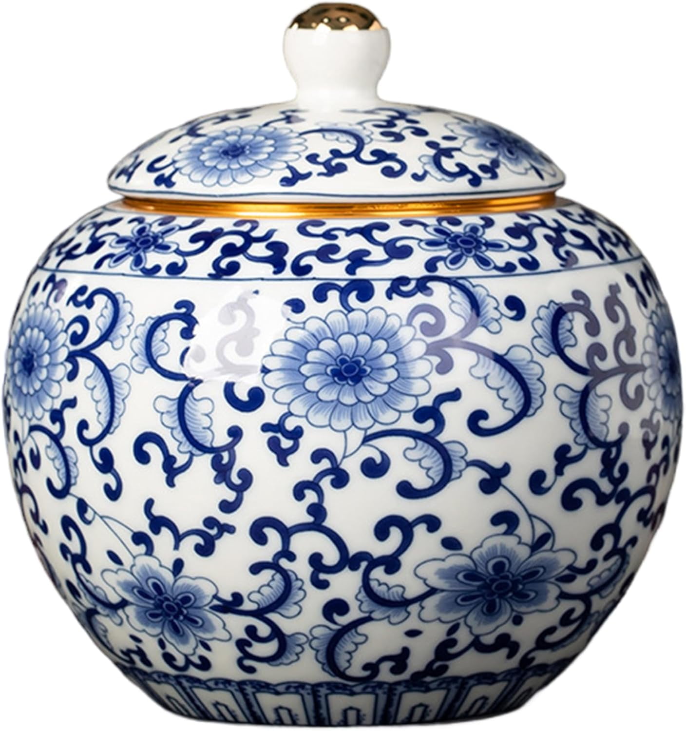 Ceramic Garlic Keeper Storage Jar: Blue and White Porcelain Garlic ...
