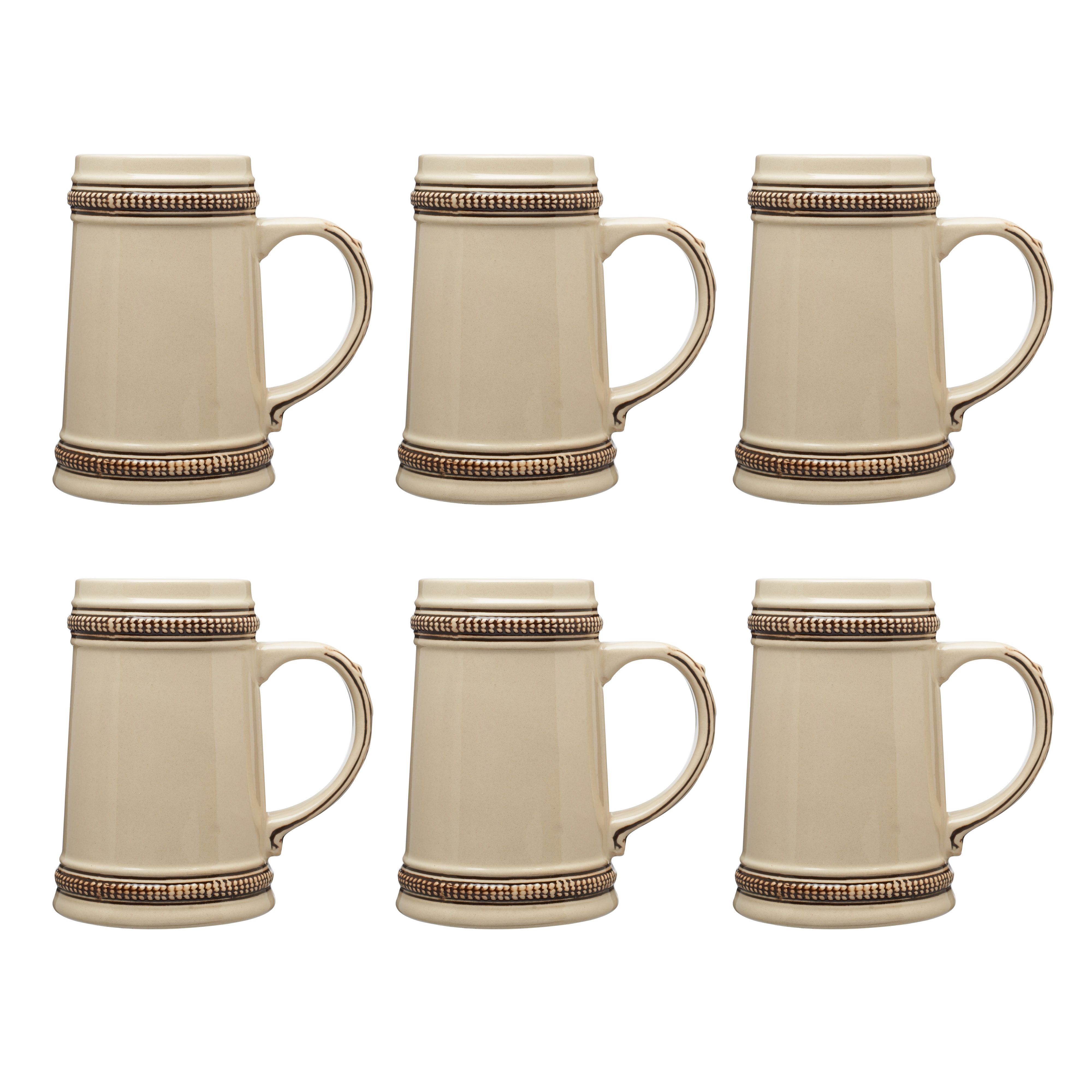 Ceramic German Beer Steins 18.5 oz. Set of 6, Bulk Pack - Restaurant ...