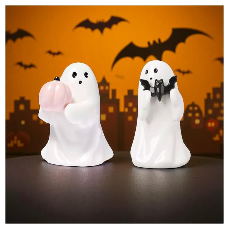 Ceramic Ghost Figurine Decor - 2Packs Small Halloween Ghost Statue for ...