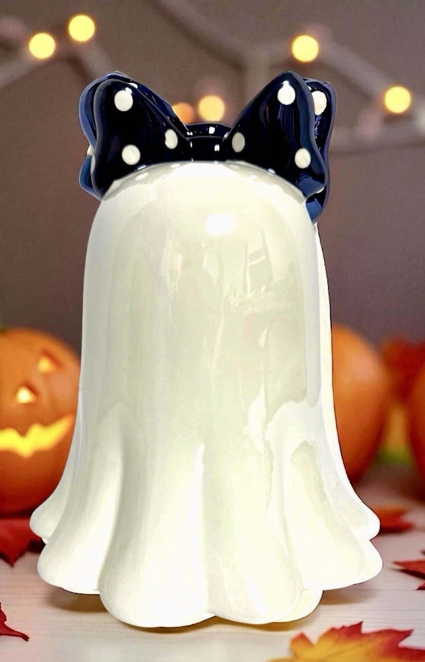 Ceramic Girl Ghost Statue with Bow, Kawaii Halloween Decor for Home ...
