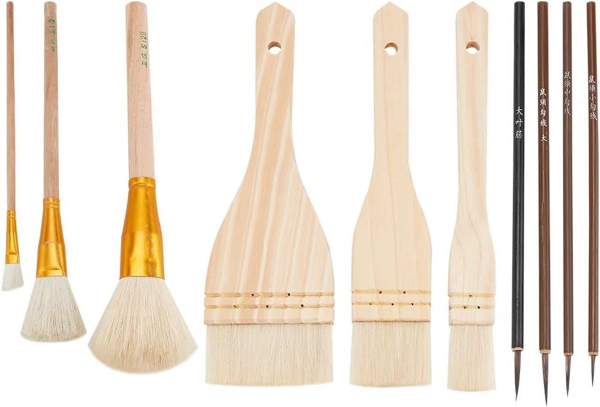 Ceramic Glaze Brush Wooden Hair Brush Art Painting Brush for Clay Craft ...