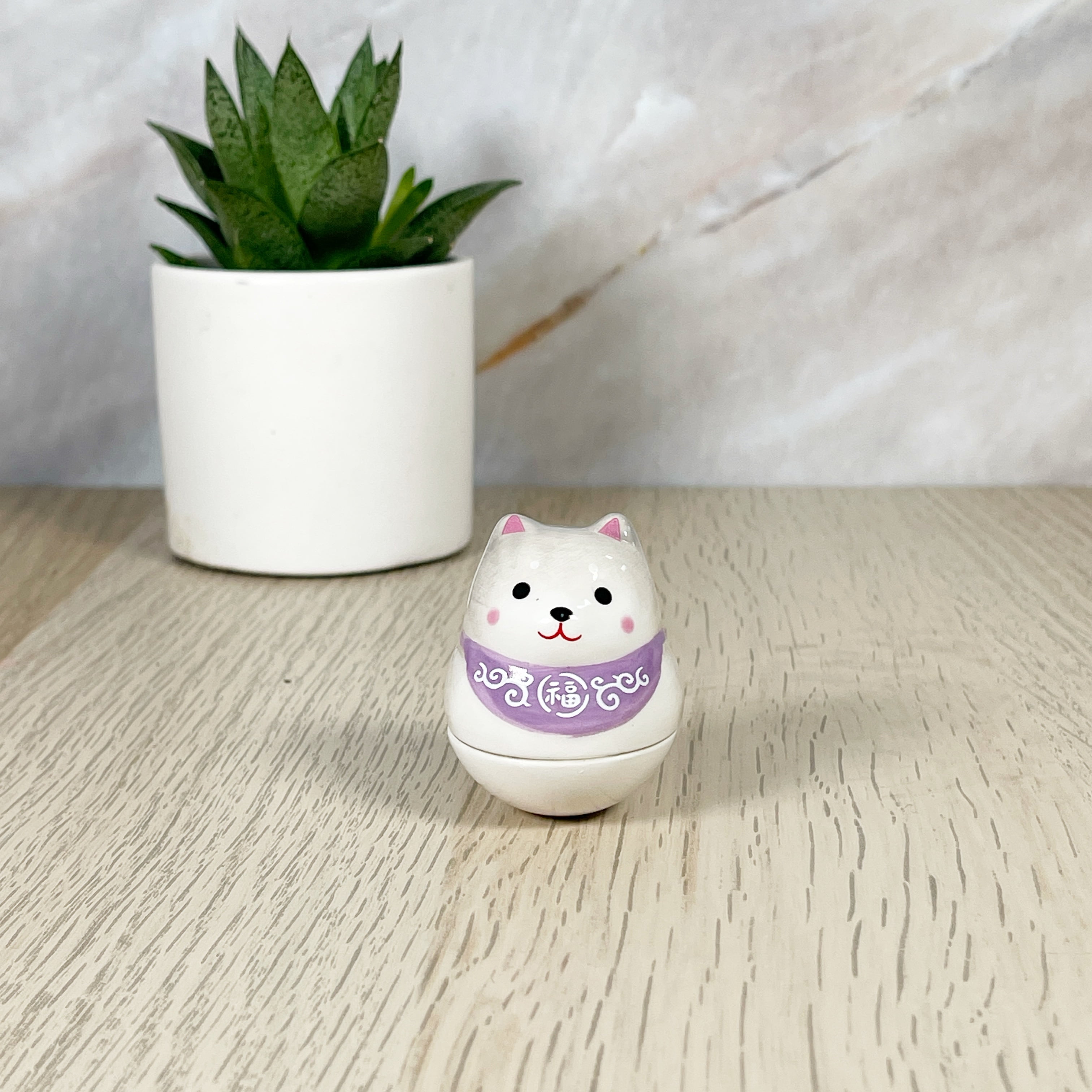 Ceramic Glazed Shiba Inu Cute Doggy Tumbler Roly Poly Toy Dog Figure ...