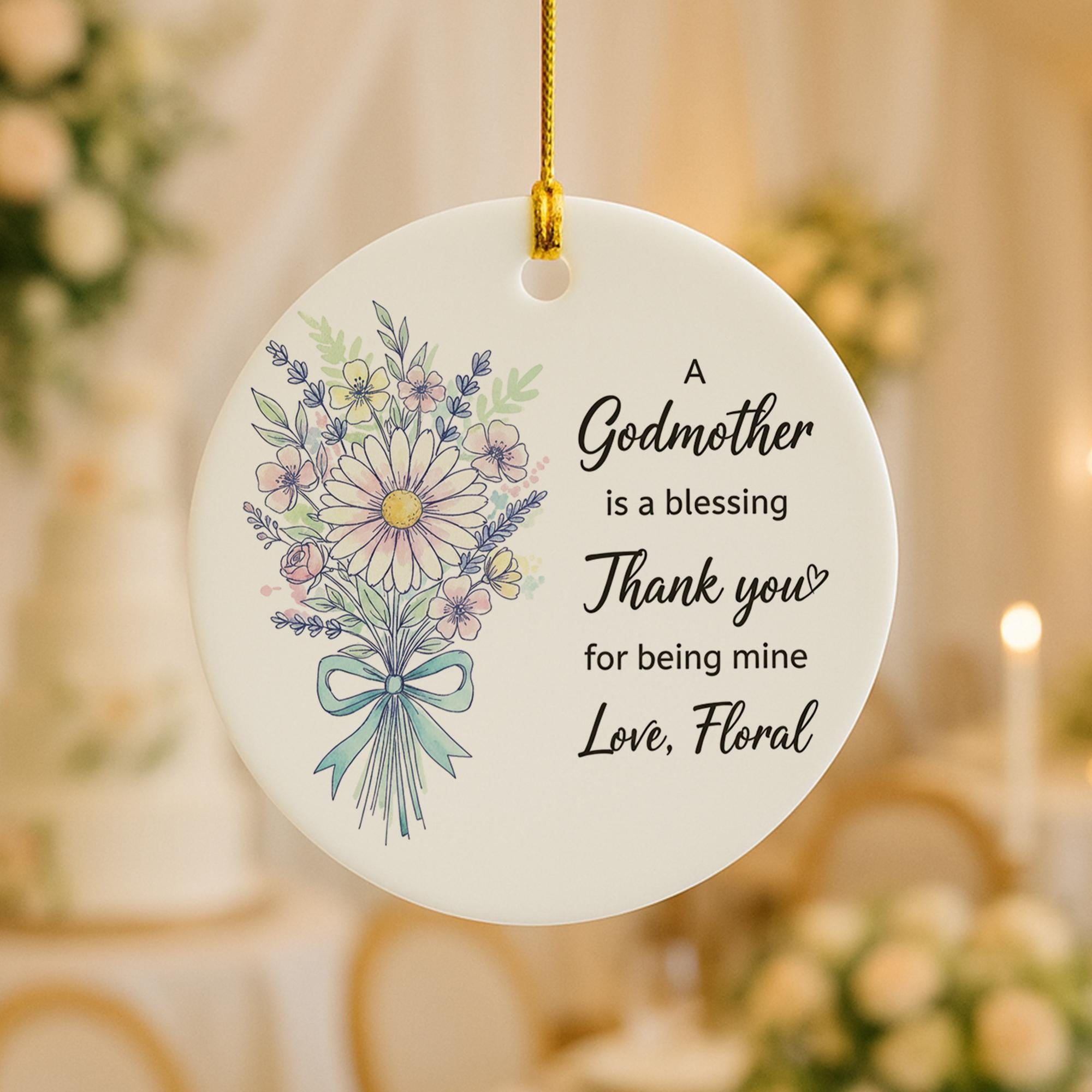 Ceramic Godmother Ornament with Floral Bouquet and Thank You Message - Walmart.com