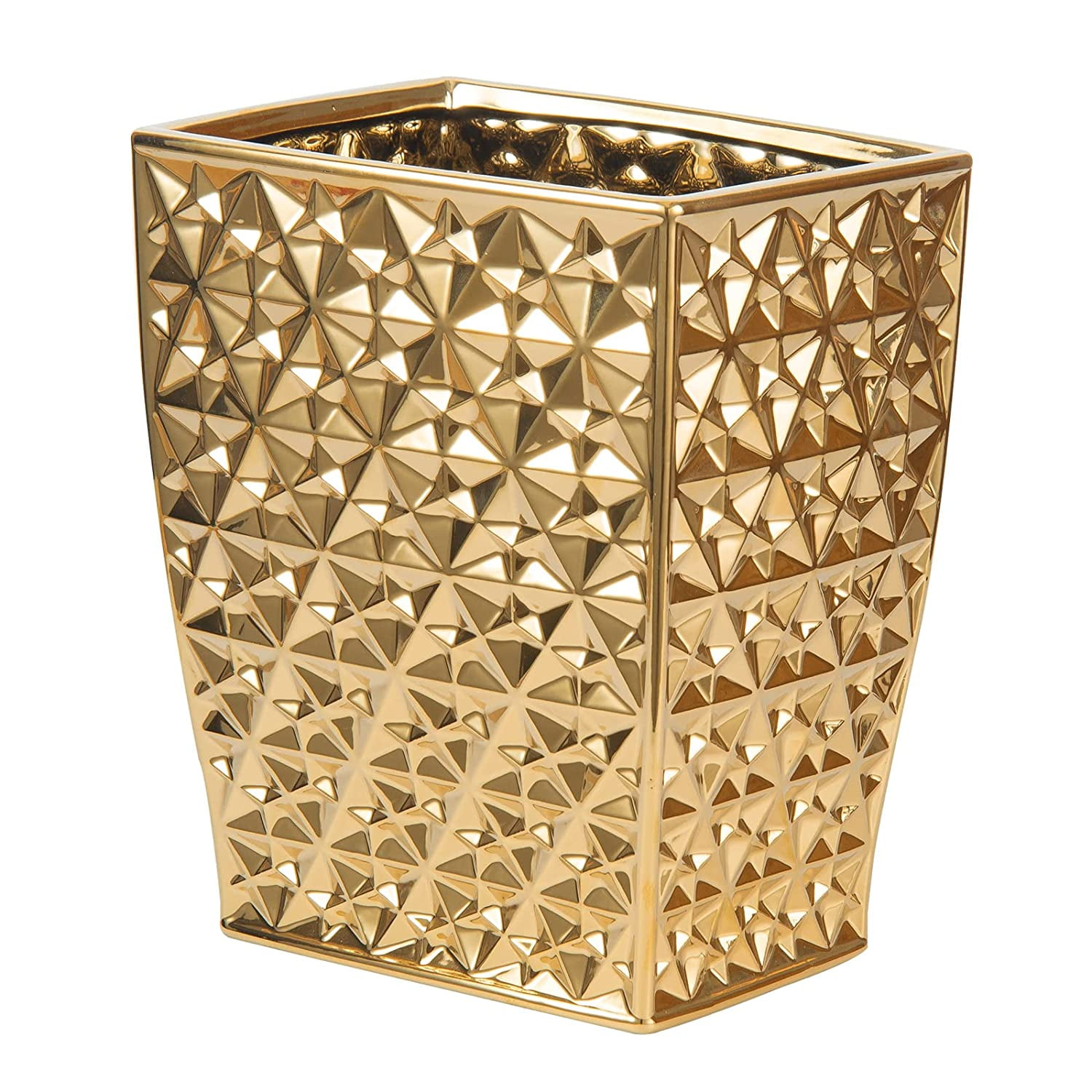 Ceramic Gold Square Garbage Can Kitchen Trash Cans - Wastebasket ...
