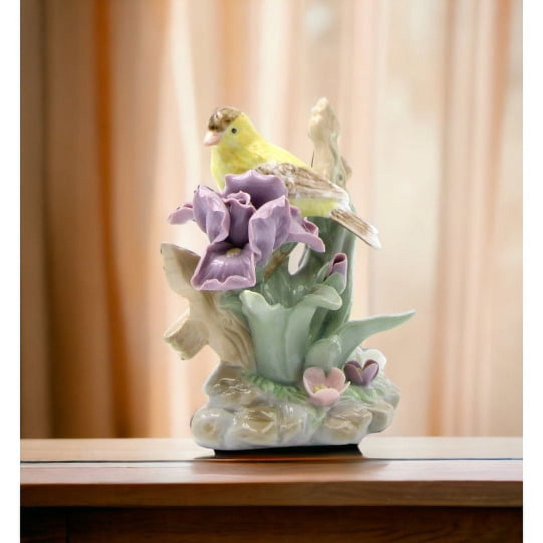 Ceramic Goldfinch Bird Figurine with Iris Flower 4.625 Inch Gift ...