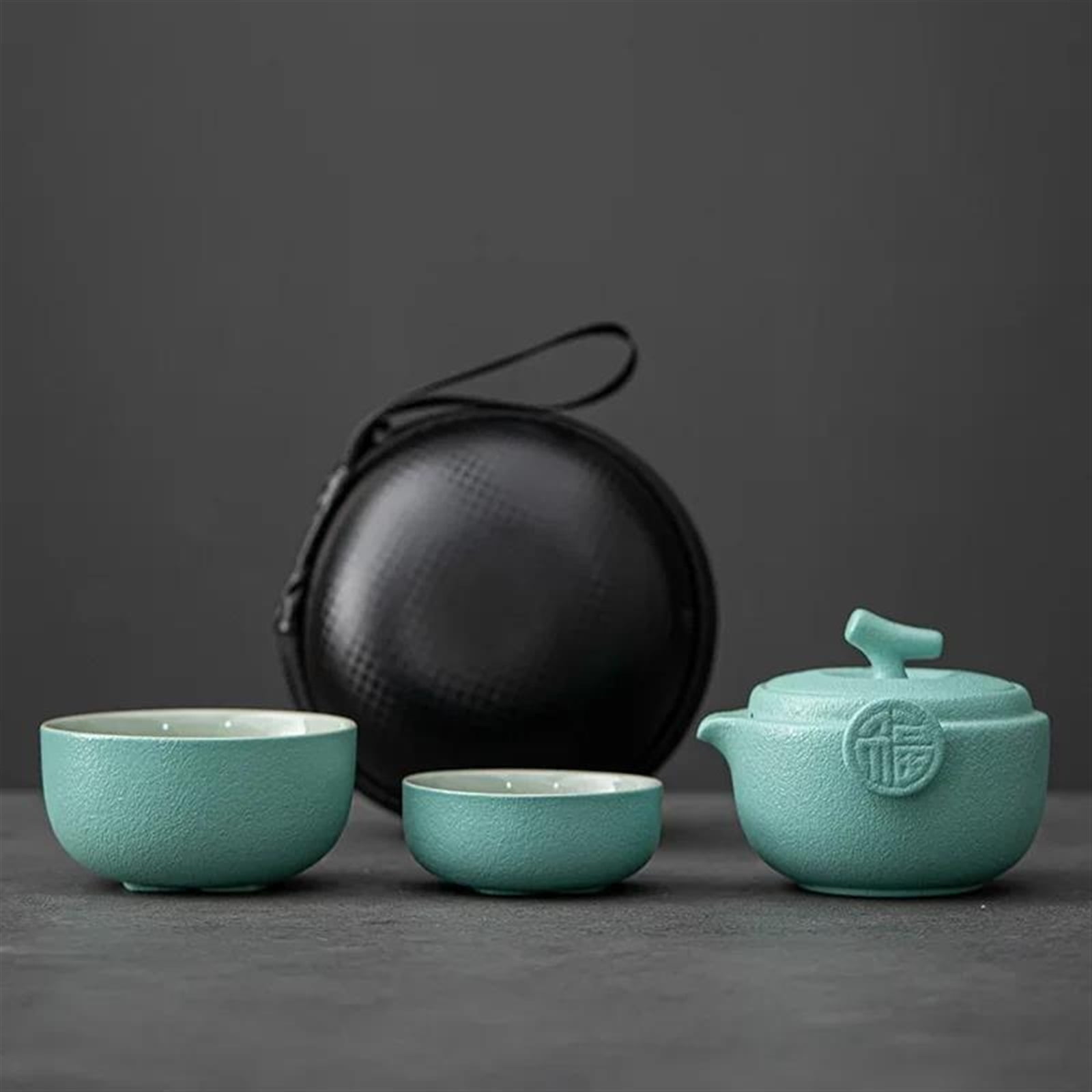 Ceramic Gongfu Travel Tea Set - Gorgeous Chinese Teapot Set With 2 Tea ...