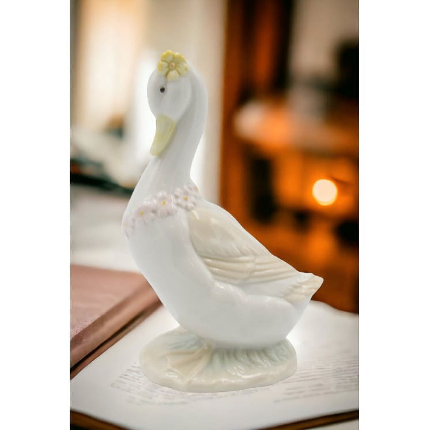 Ceramic Goose Figurine with Flowers 3.75in Farmhouse Vintage Gift ...