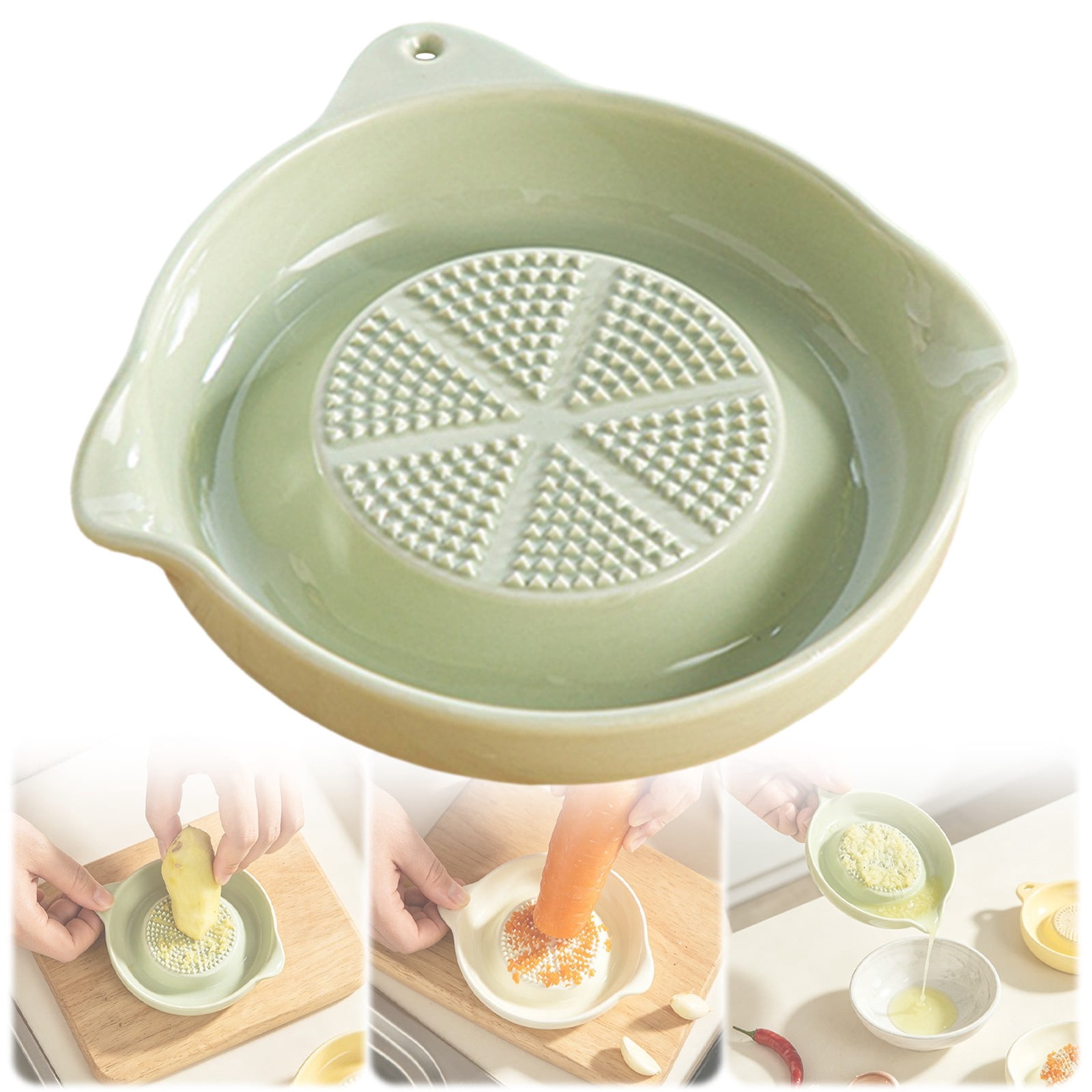 Ceramic Grater Plate,Multi-Purpose Ginger Garlic Grinder & Zester ...