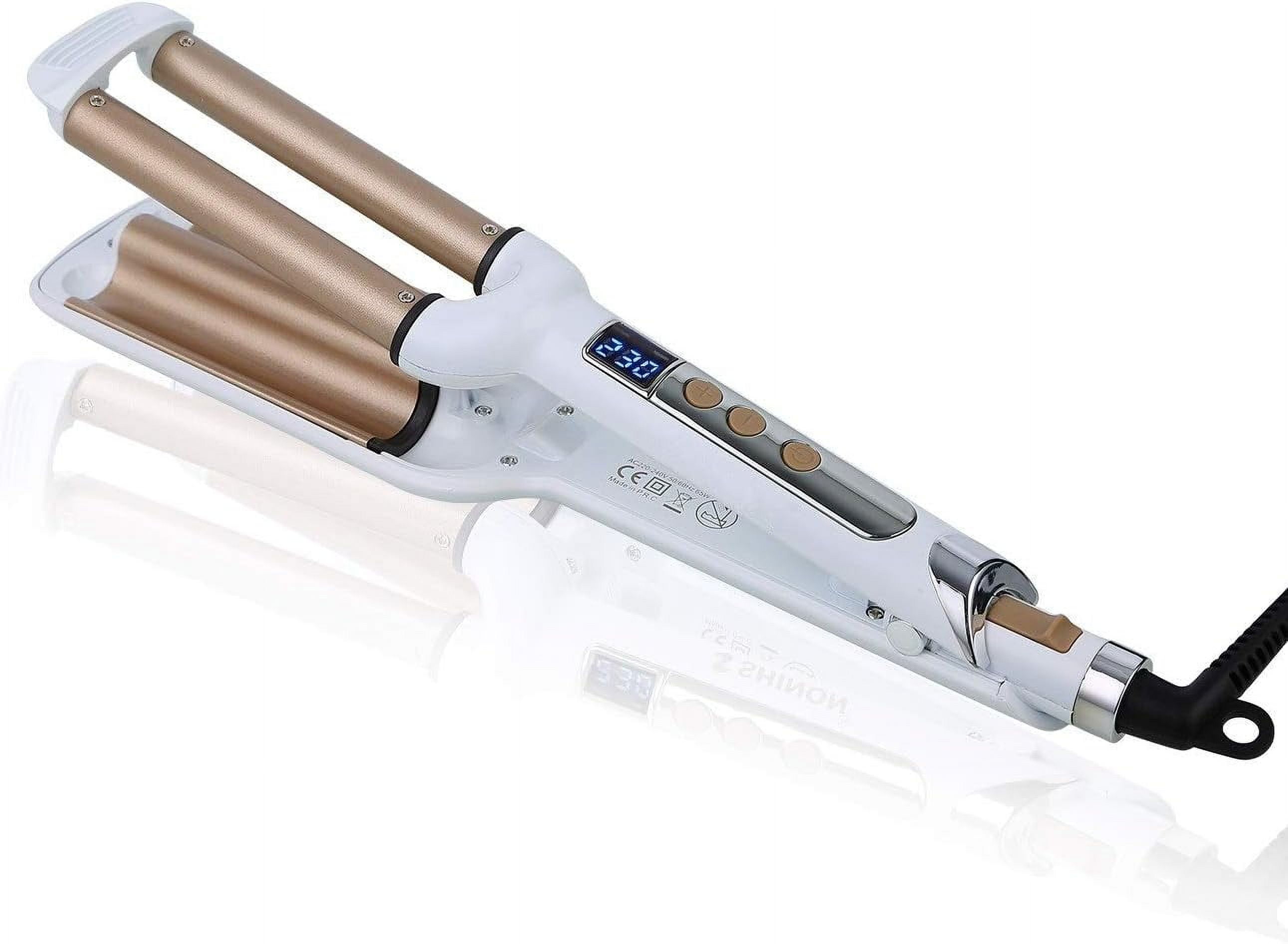 Ceramic Hair Crimper Iron Hair Waver 3 Barrel 0.6 inch / 16mm Perm ...