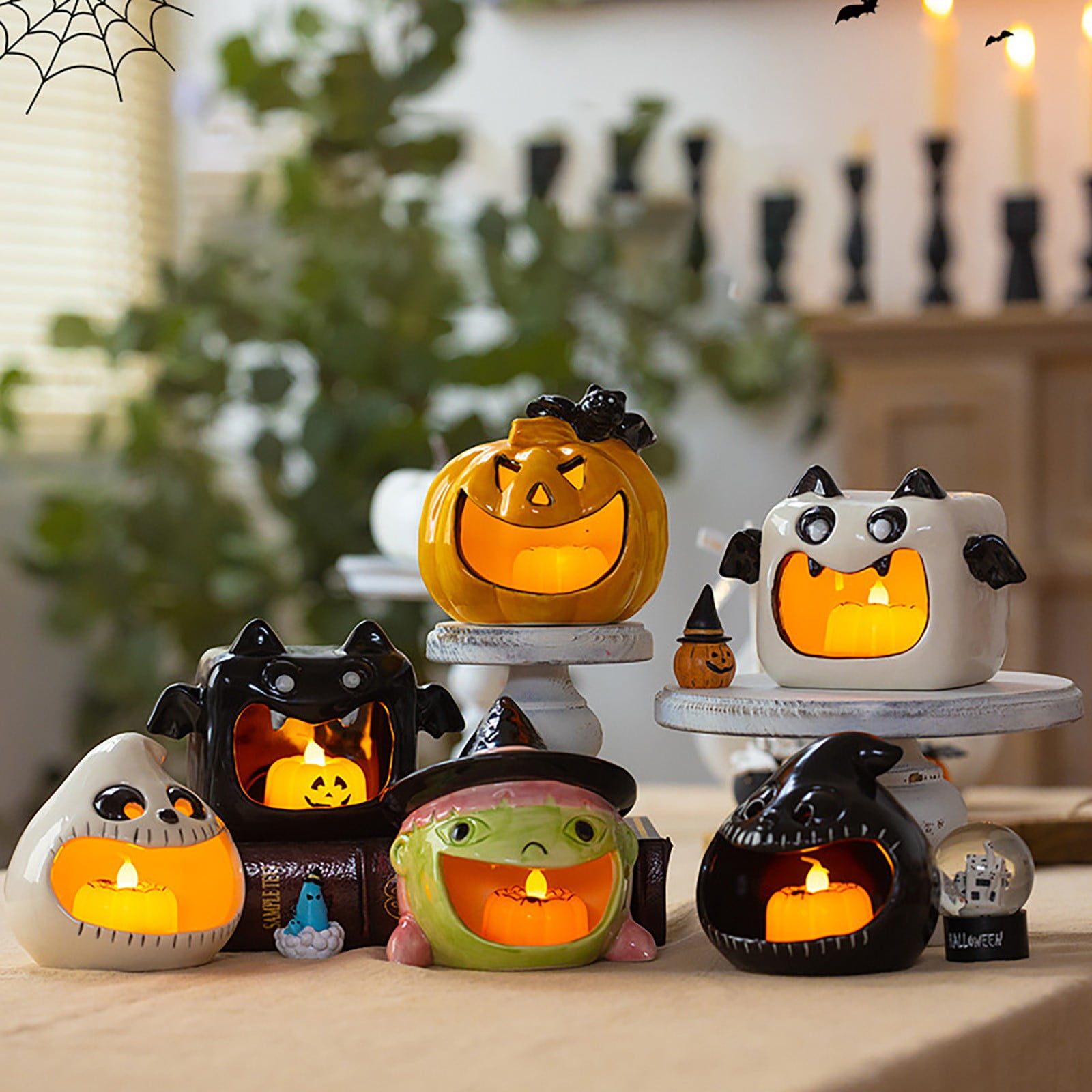 Ceramic Halloween Candy Bowl, Unique Black Ghost-Shaped Snack Holder ...