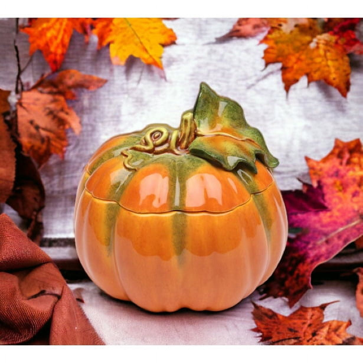Ceramic Halloween Pumpkin Box Mini Kitchen Container Jar Gift 3.75 ...