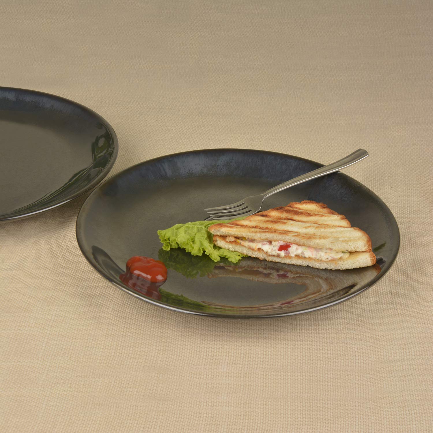 Ceramic Hand Glazed Dinner Serving Plates Set Of 2 - 10 Inches, Navy ...