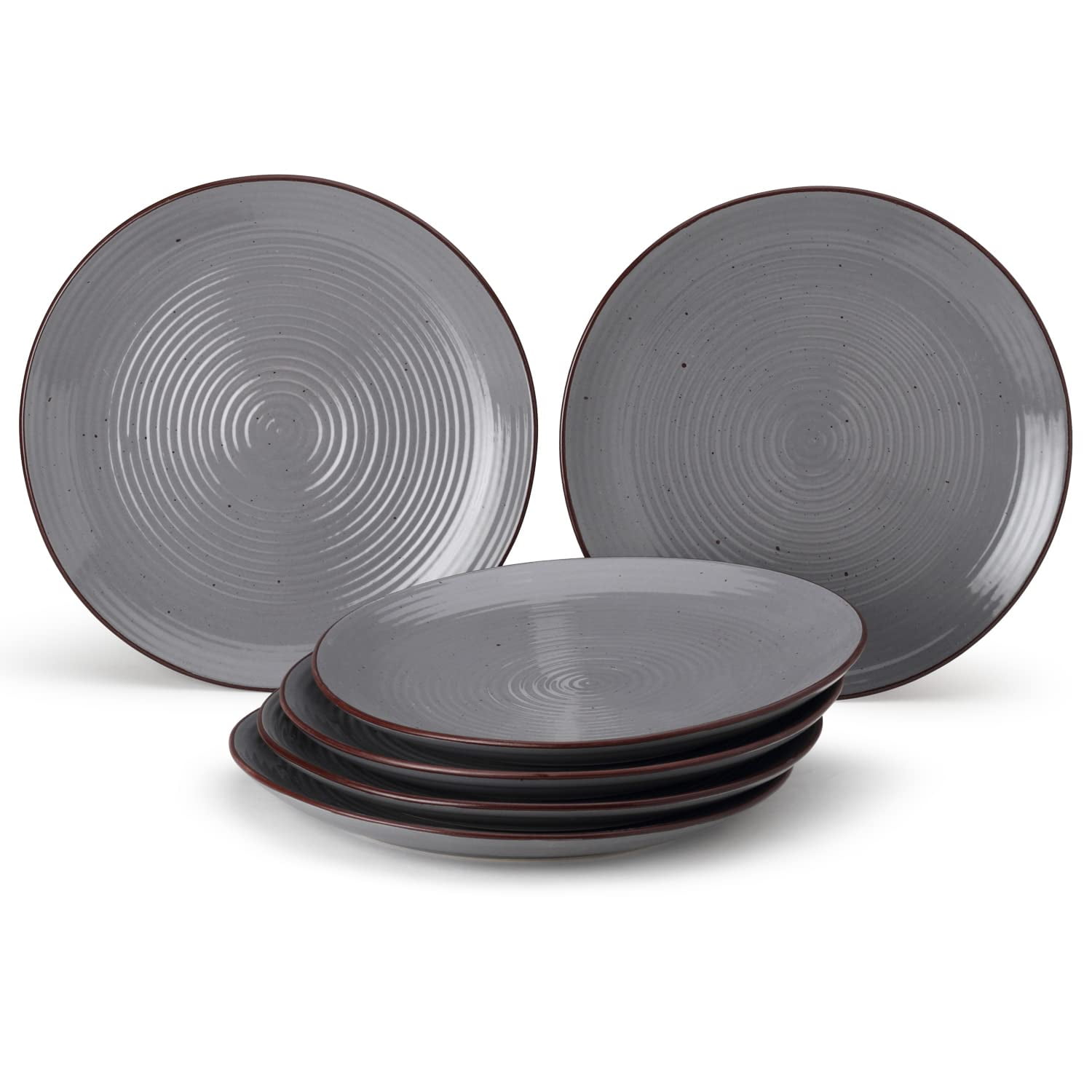 Ceramic Hand Glazed Stoneware Large Dinner Plates Set Of 6 - 10.6 Inch ...
