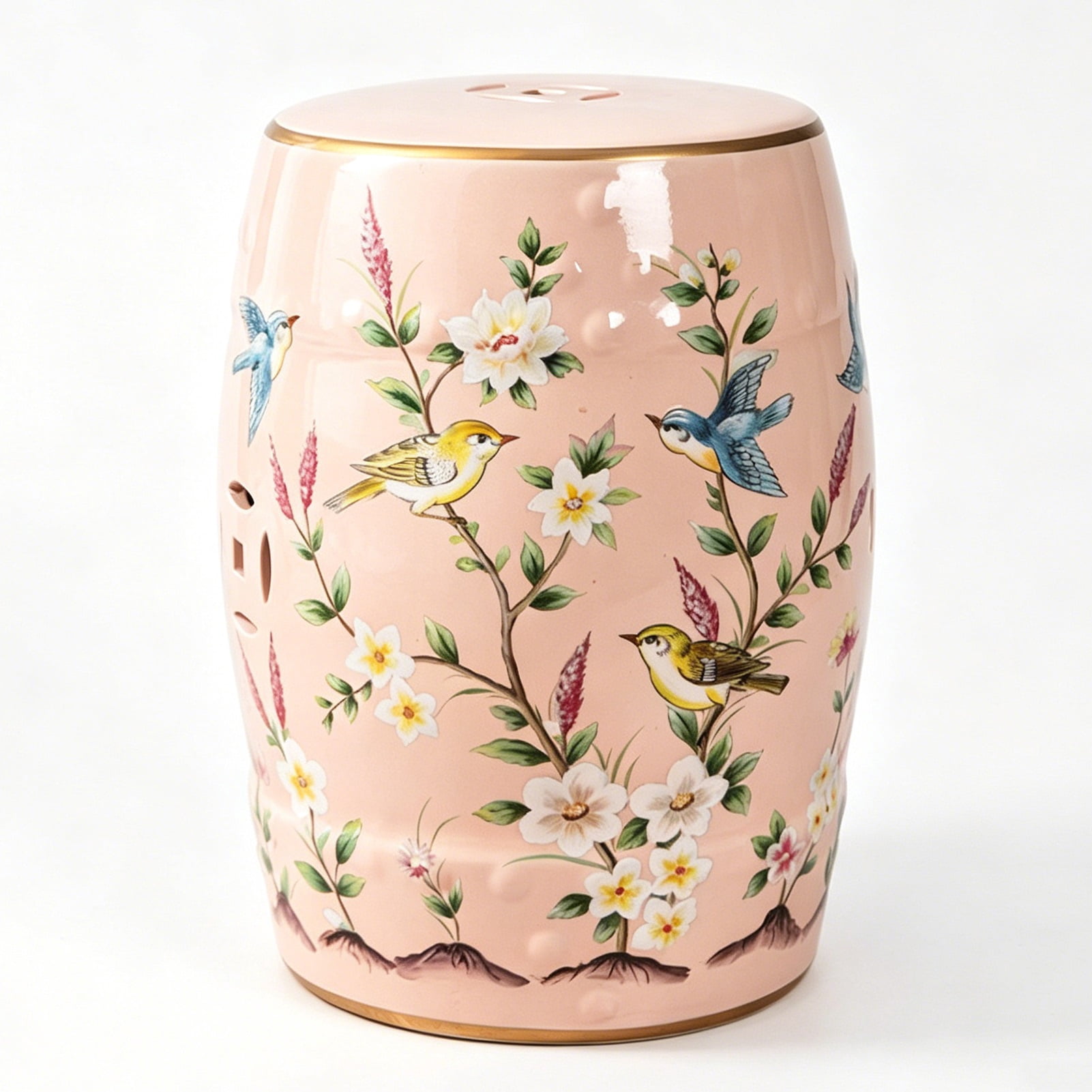 Ceramic Hand Painted Garden Stools, Chinese Drum Stool Accent Seat ...