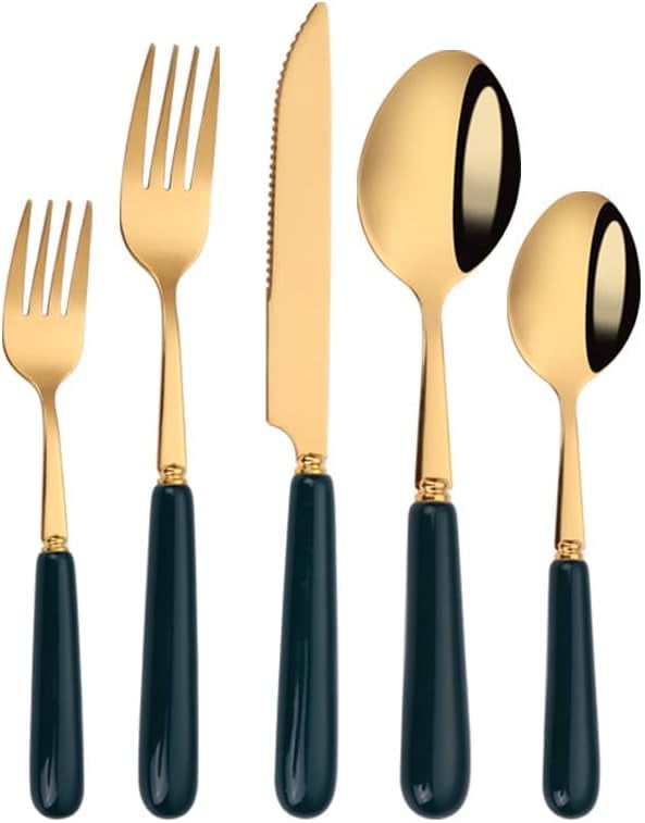 Ceramic Handle Silverware Set 304 Stainless Steel Flatware Sets Home ...