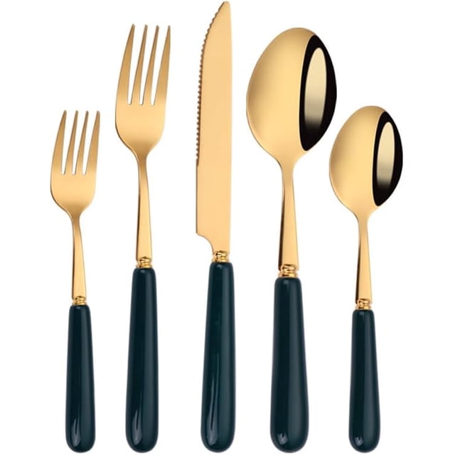 Ceramic Handle Silverware Set 304 Stainless Steel Flatware Sets Home ...