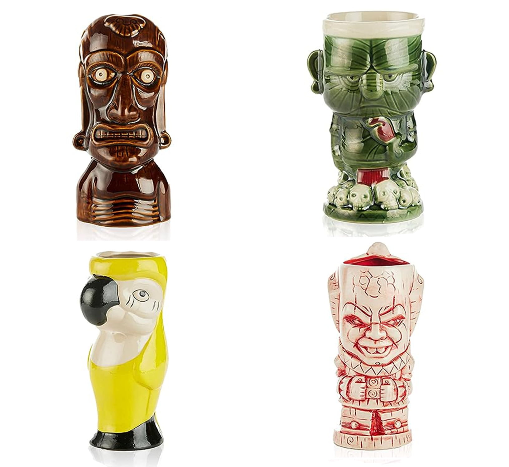 Ceramic Hawaiian Luau Tiki Mugs (Set of 4 Mugs) - Walmart.com