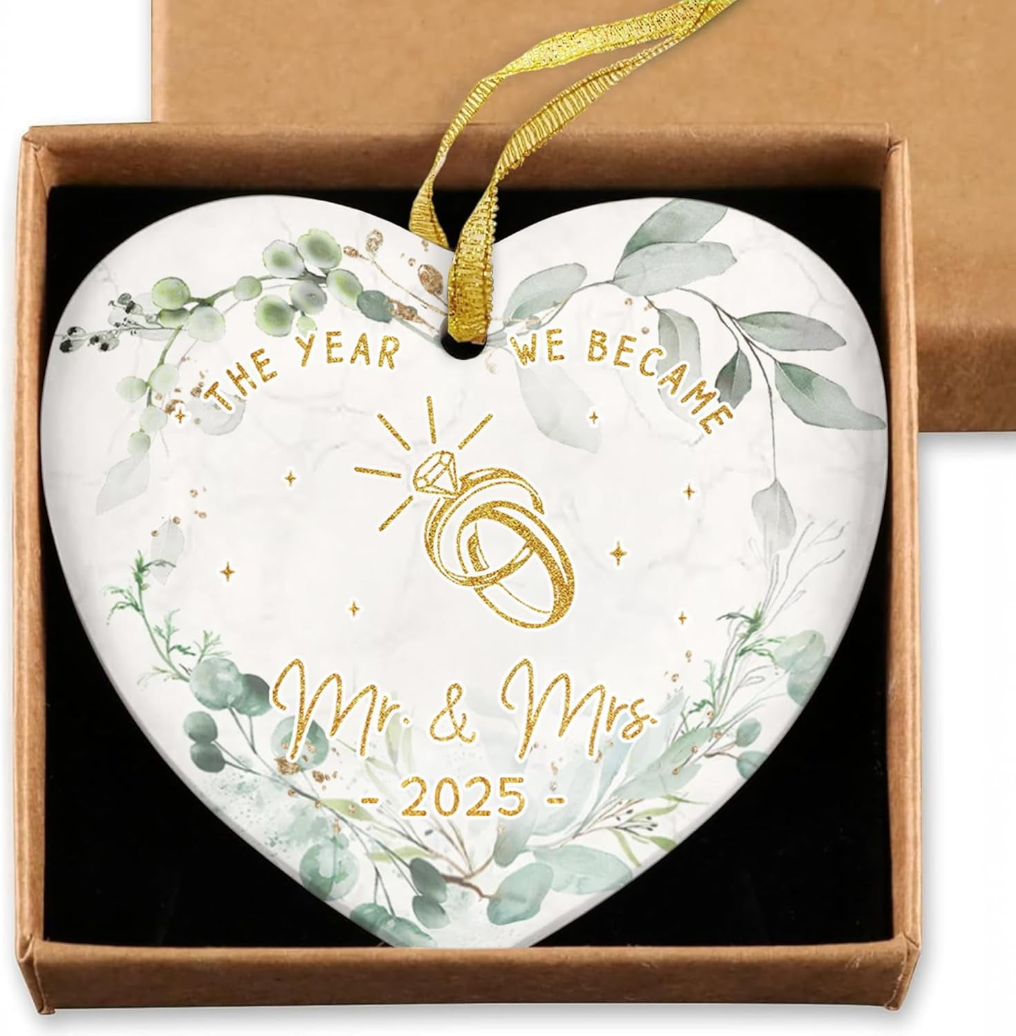 Ceramic Heart Ornament - The Year WE Became MR MRS 2025 - Wedding Gifts ...