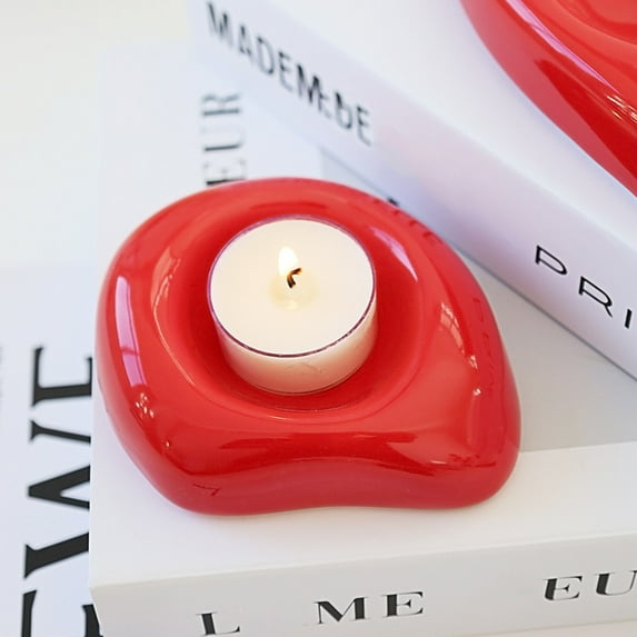 Ceramic Heart-Shaped Candle Holder | Half Heart Design | High ...