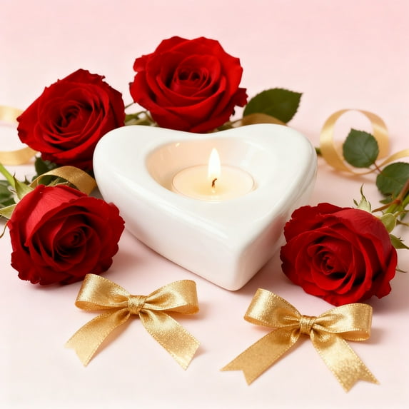 Ceramic Heart Shaped Candle Holder Tealight Candlestick Holder for ...