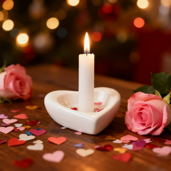 Ceramic Heart-shaped Candle Holders, 4.2in Valentines Day Decorative ...