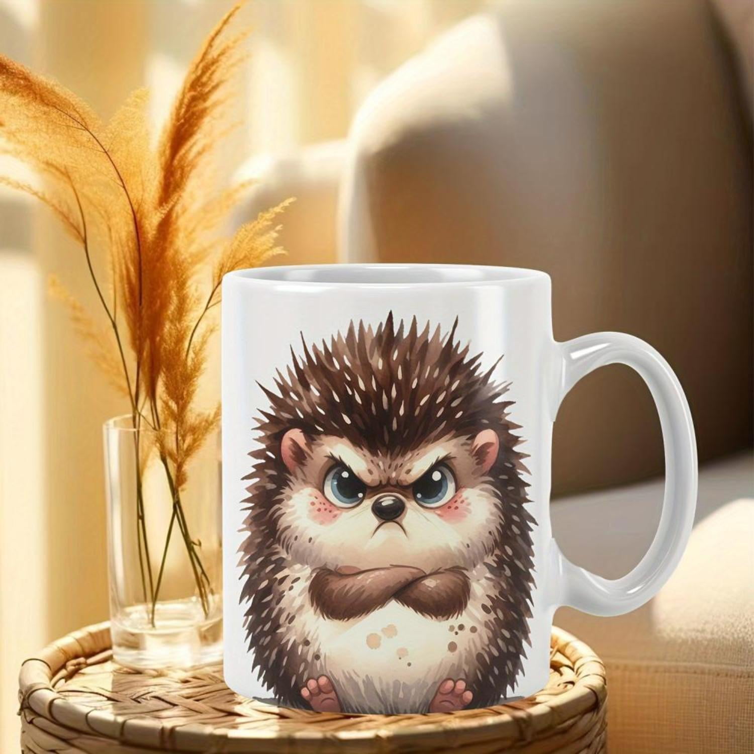 Ceramic Hedgehog Coffee Mug with Handle Novelty Cute Animal Print Ideal ...
