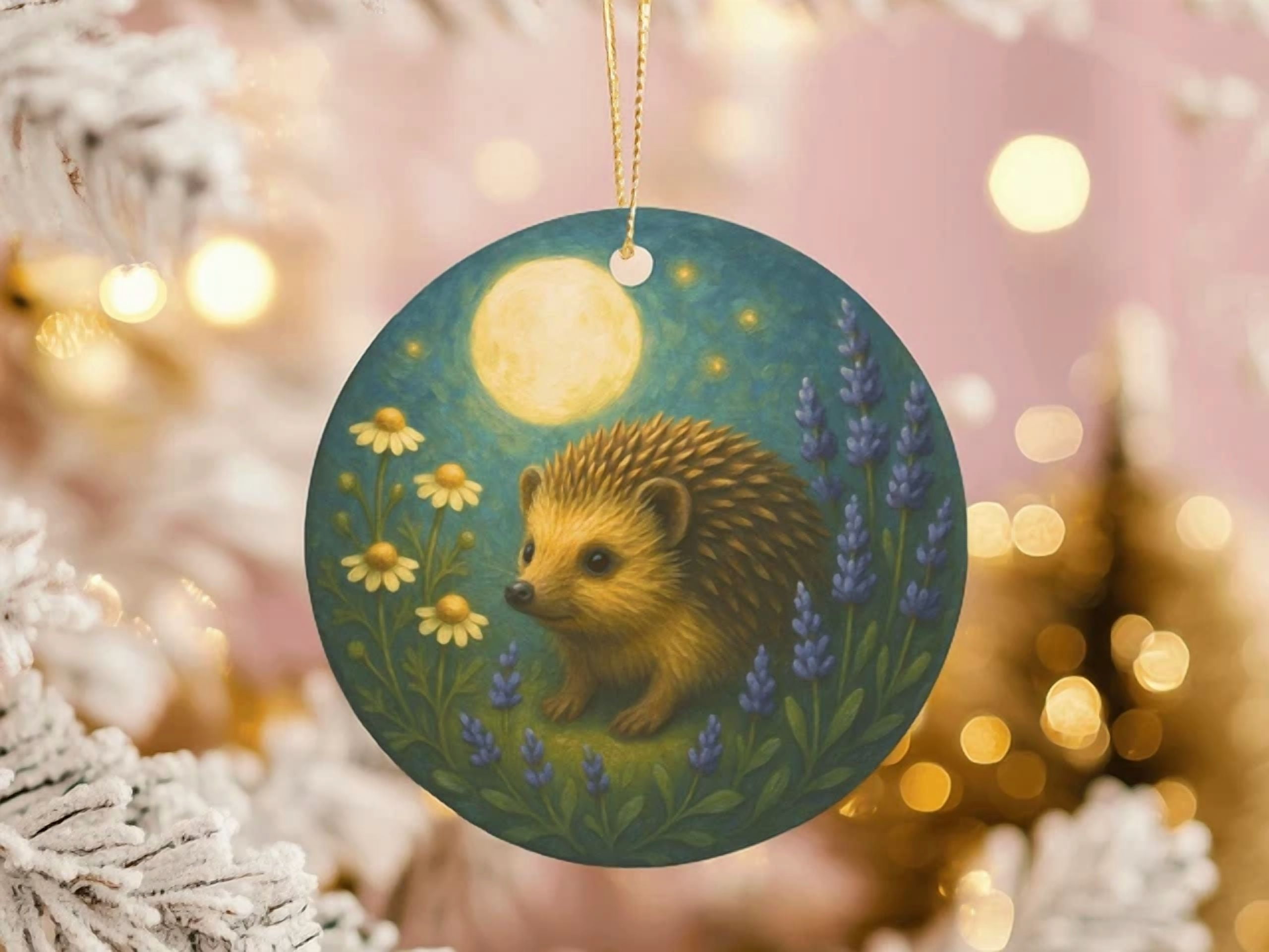 Ceramic Hedgehog Ornament Woodland Moonlight Forest Night Nature Lover ...