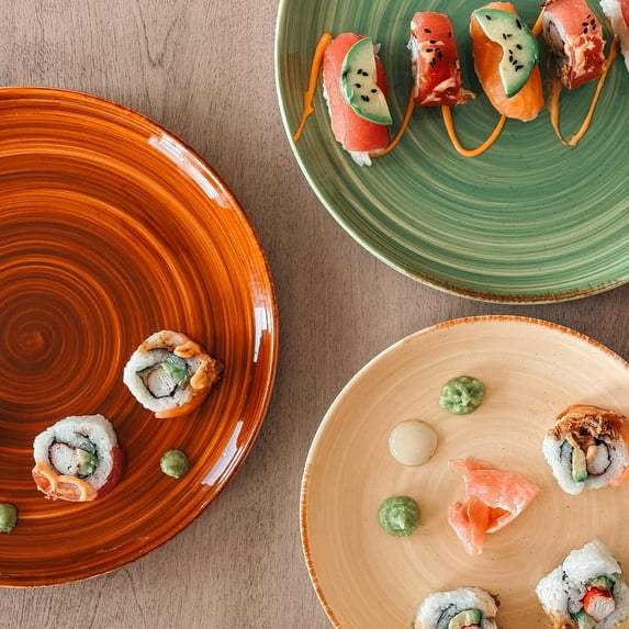 Ceramic Helix Swirl Dinner Plates Set of 6, 10in Modern Spiral ...