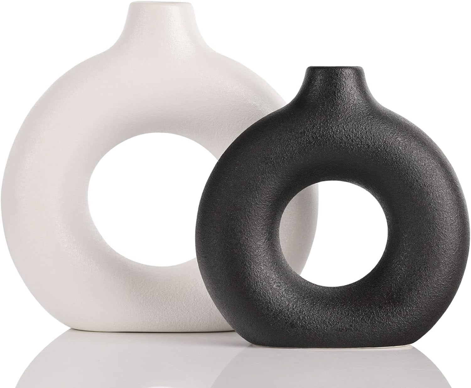 Ceramic Hollow Circle Vase Set of 2 - Minimalist Boho Pampas Grass ...