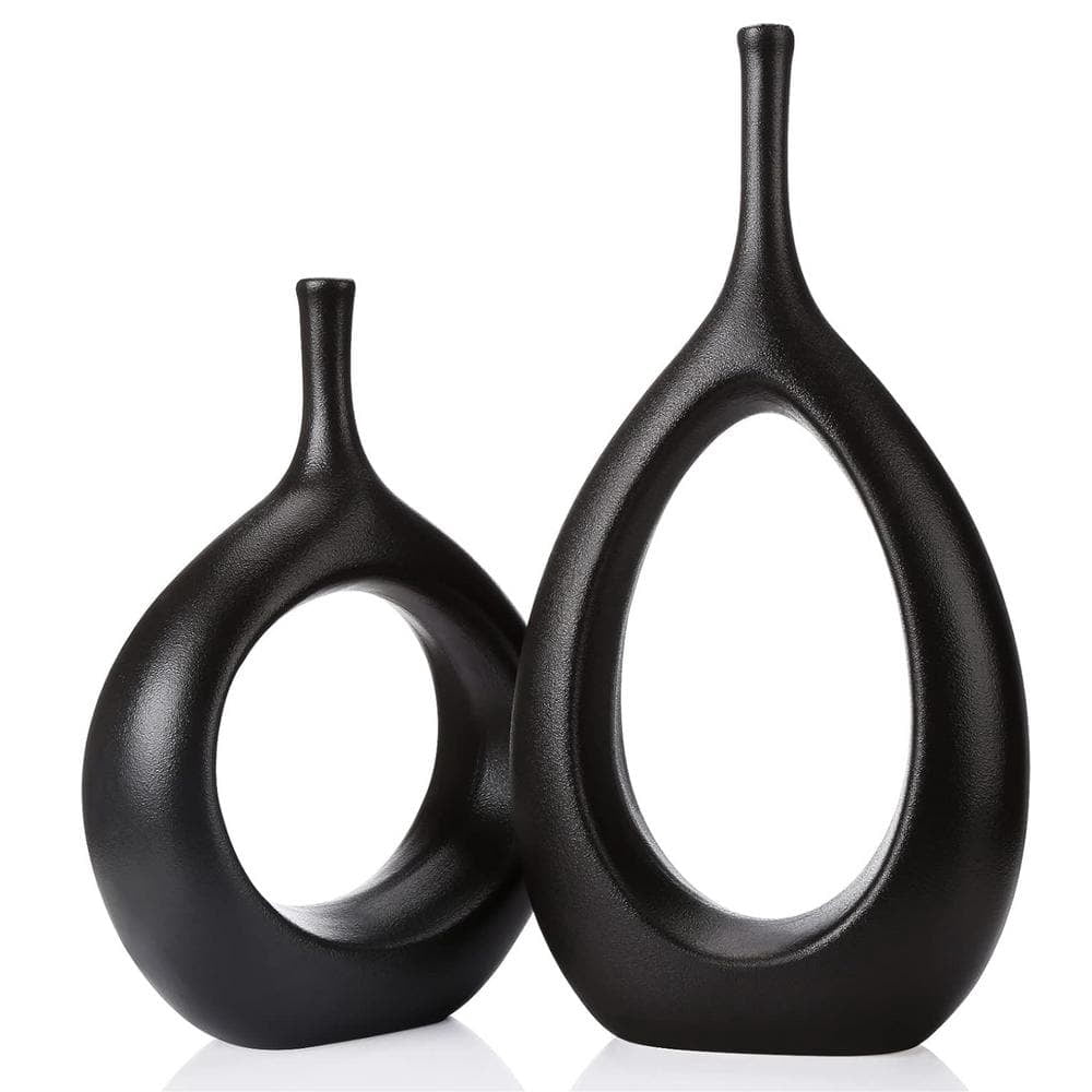 Ceramic Hollow Vases Set of 2, Flower Vase for Decor, Modern Decorative ...