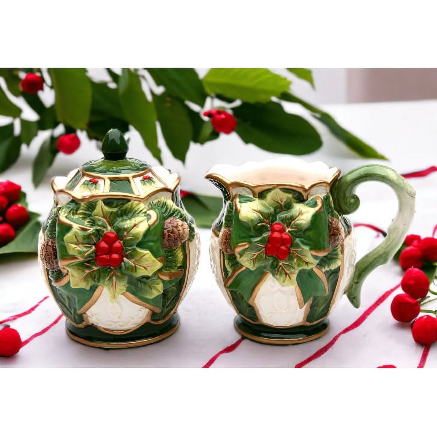 Ceramic Holly Sugar and Creamer Home Decor Kitchen Decor Christmas ...