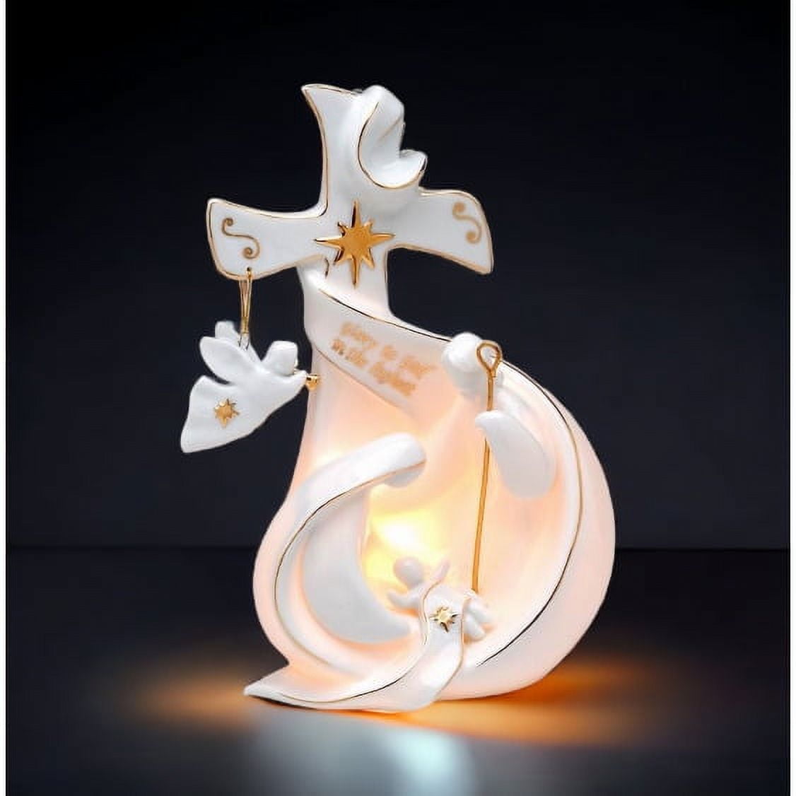 Ceramic Holy Family Nativity Cross Night Light 6.875" Home Gift ...