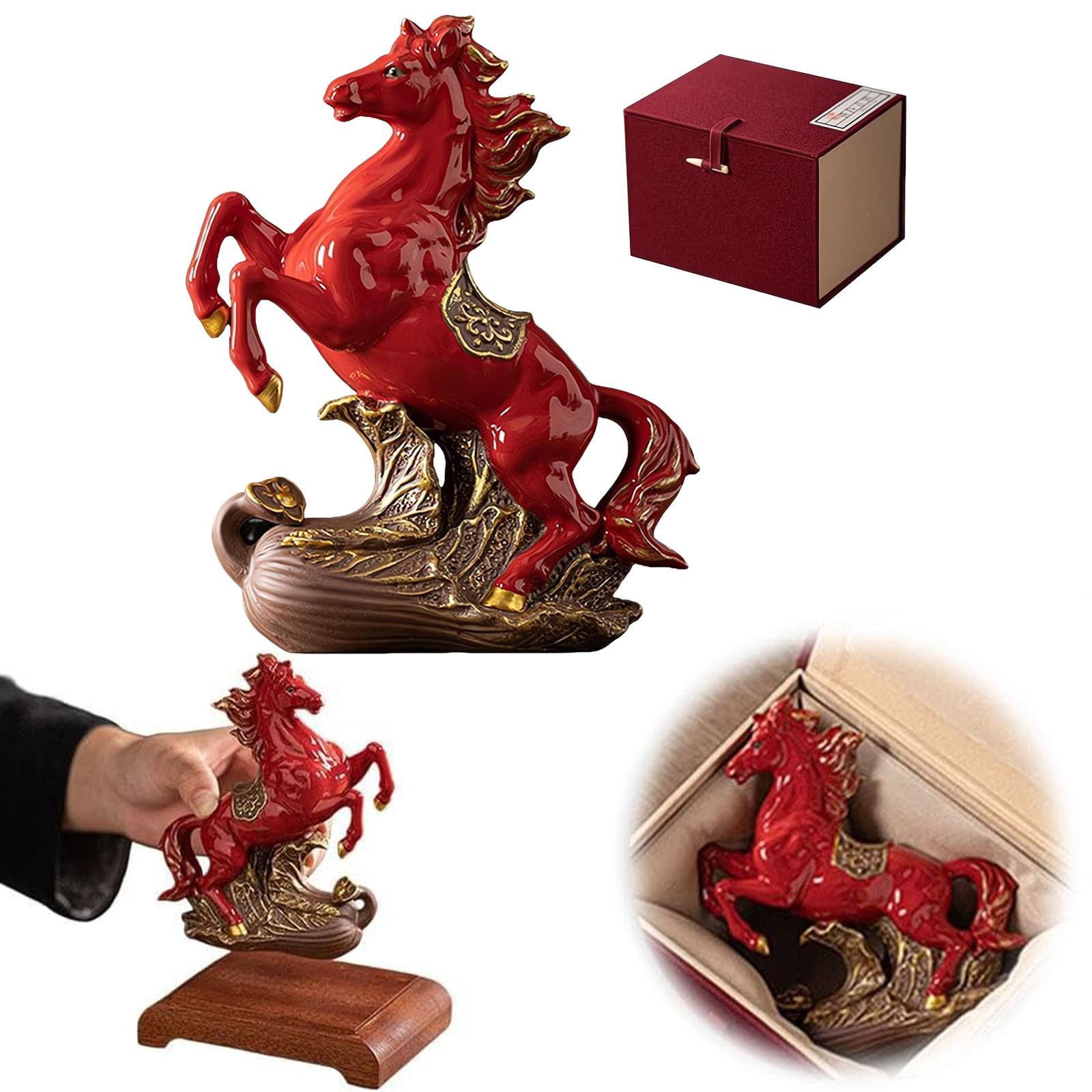 Ceramic Horse Statue,Chinese Feng Shui Red Horse Figurines for Fire ...