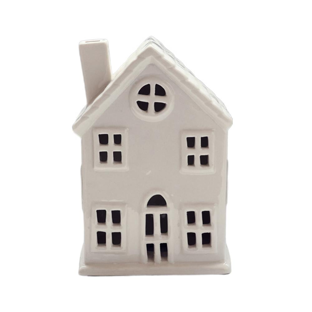 Ceramic House Candle Light Christmas Village Houses Decor LED ...